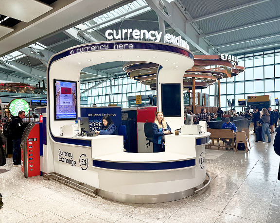 Currency exchange office located at Heathrow International Airport in ...