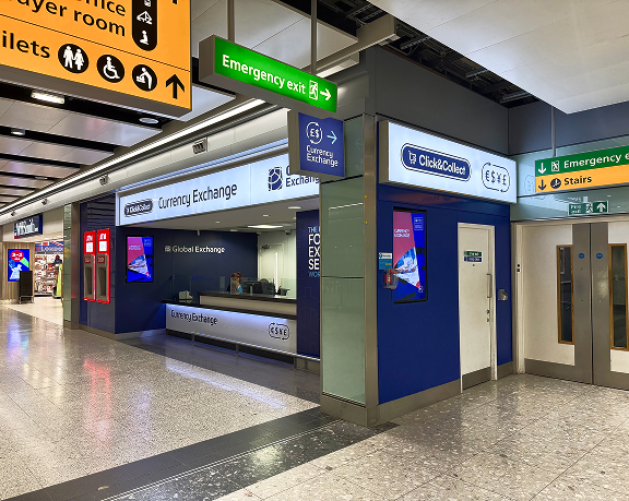 Currency exchange office located at Heathrow International Airport in ...