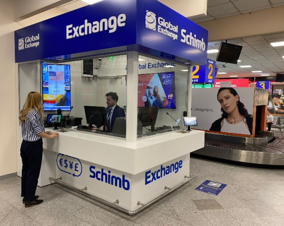 Oficina de cambio de moneda de Global Exchange ubicada en Rumanía